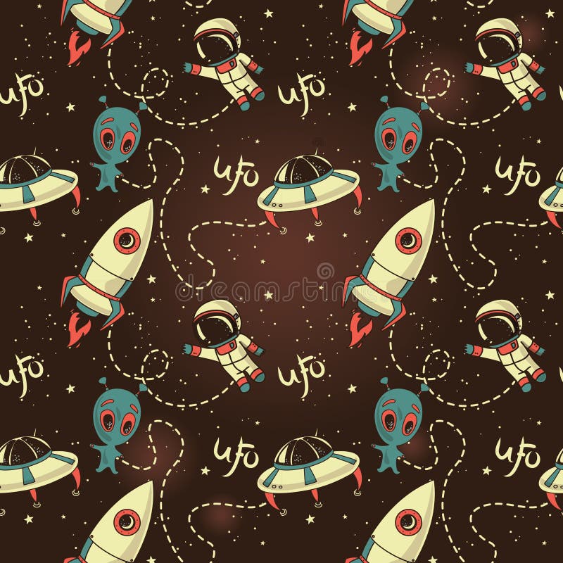 Seamless pattern for ufo stock vector. Illustration of spacecraft ...