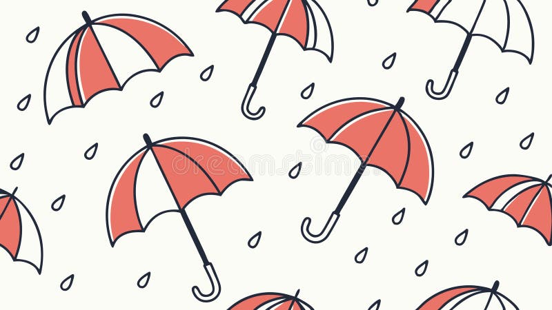 Seamless Pattern of Umbrellas and Rain, Vector Design Generative AI ...