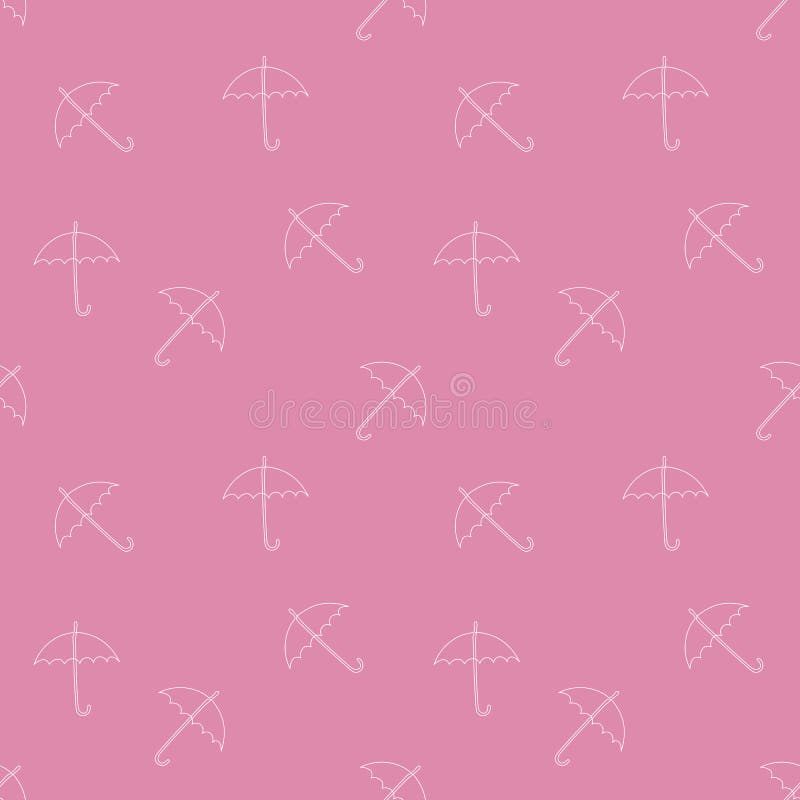 Seamless Pattern with Umbrellas in the Style of Line Art on a Pink ...