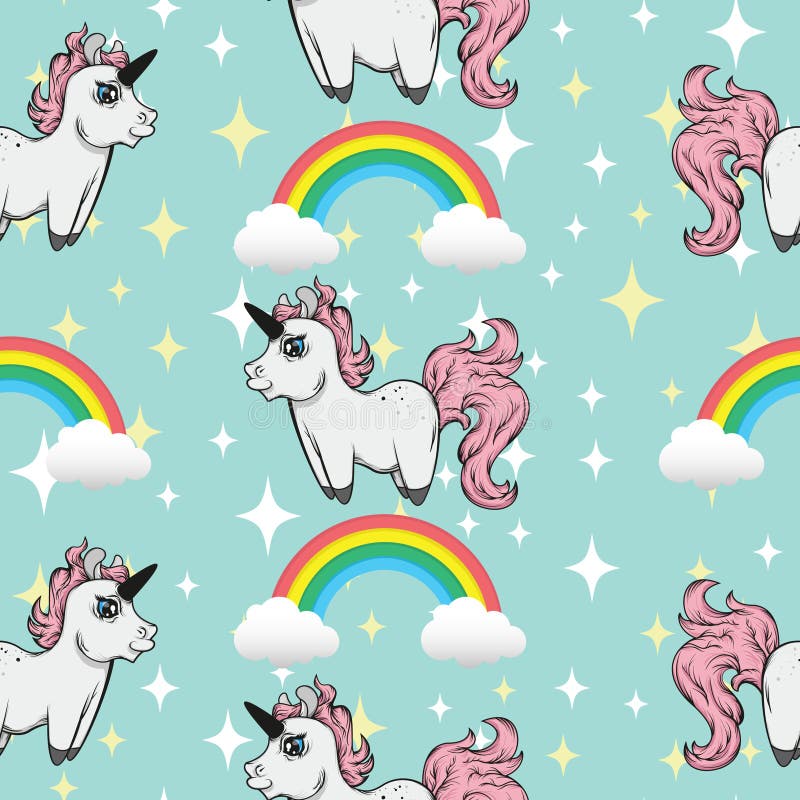 Seamless Pattern with Unicorns. Unicorns and Rainbows Stock Vector ... Seamless Pattern with Unicorns. Unicorns and Rainbows Stock Vector ...