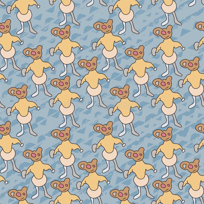 Seamless Pattern with Unusual Hand Drawn Characters Stock Vector ...