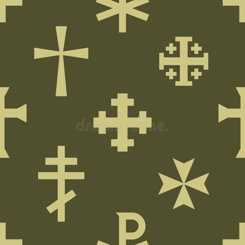 Seamless Pattern with Variants of Christian Cross Stock Vector ...