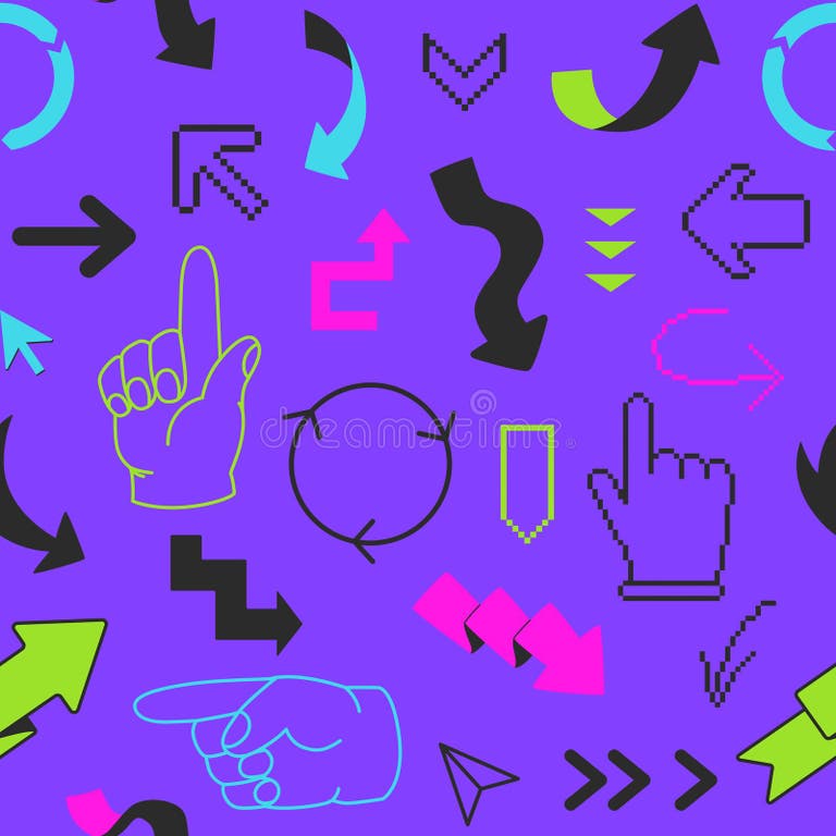 Seamless Pattern with Various Arrows, Pointers, Cursors and Hands Stock ...