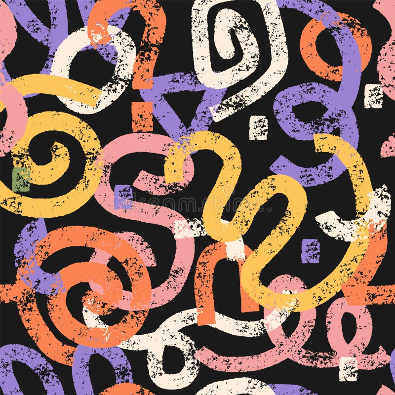 Seamless Pattern with Various Geometric Doodle Trendy Organic Texture ...