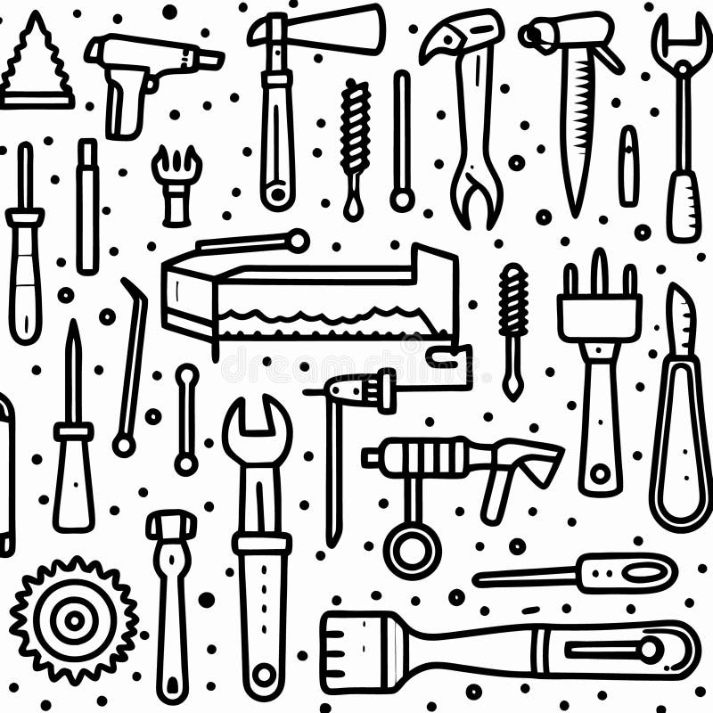 Seamless Pattern of Various Hand Tools. (27 Stock Vector - Illustration ...