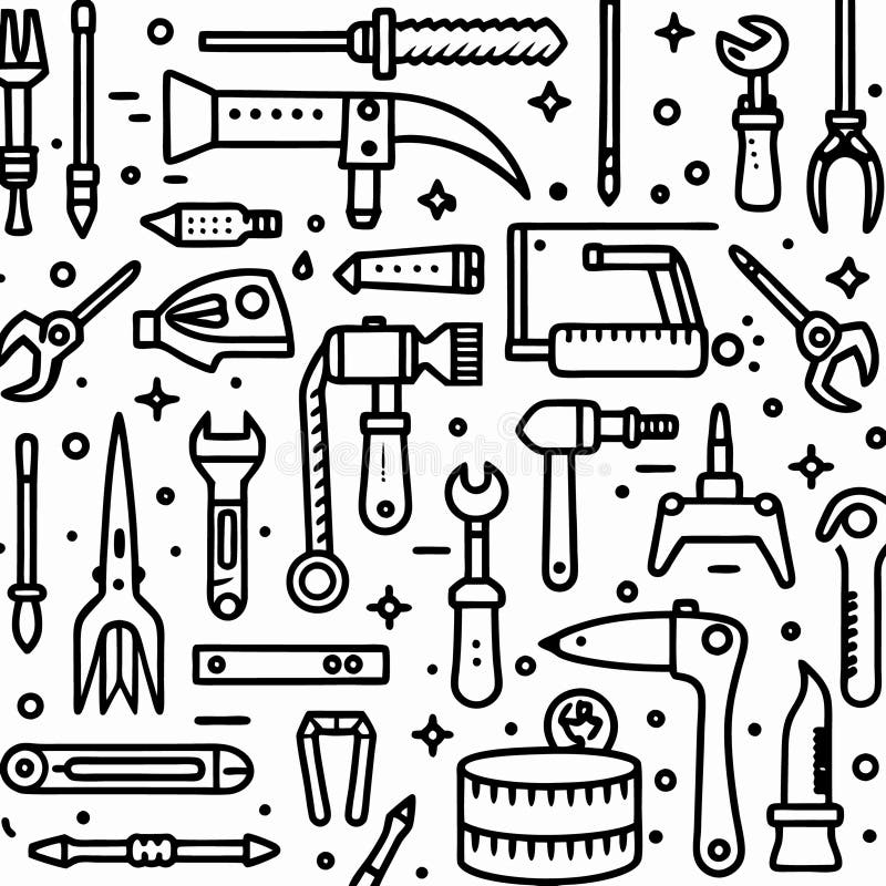 Seamless Pattern of Various Hand Tools. (25 Stock Vector - Illustration ...