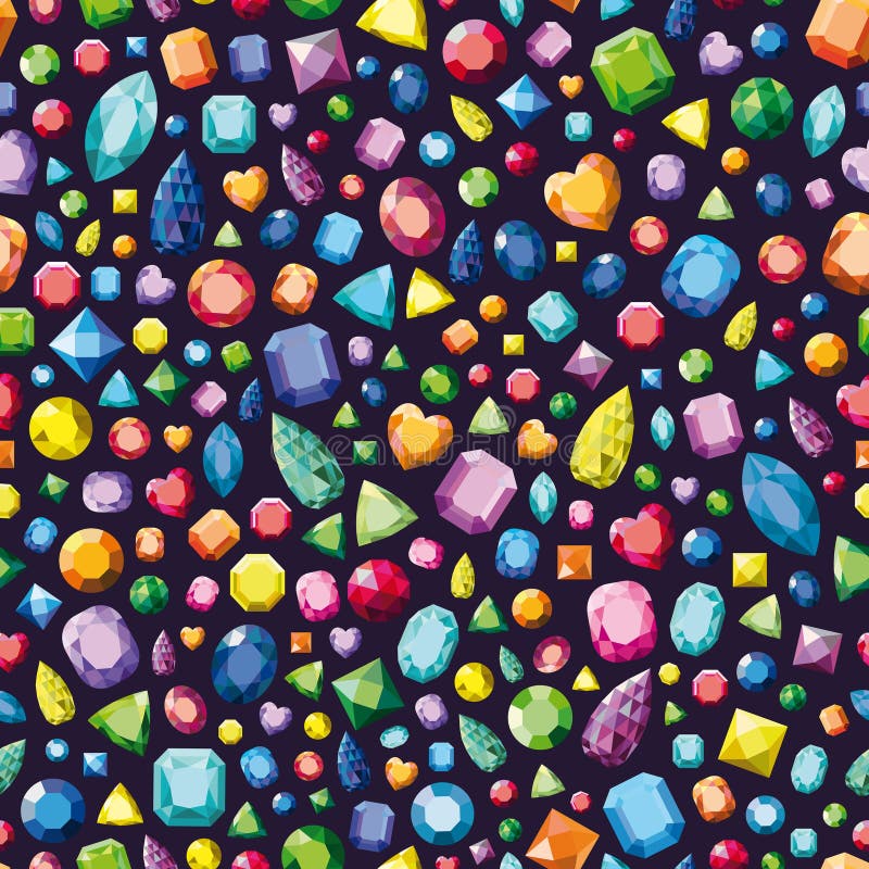 Seamless Pattern with Various Multicolored Gemstones Stock Vector ...