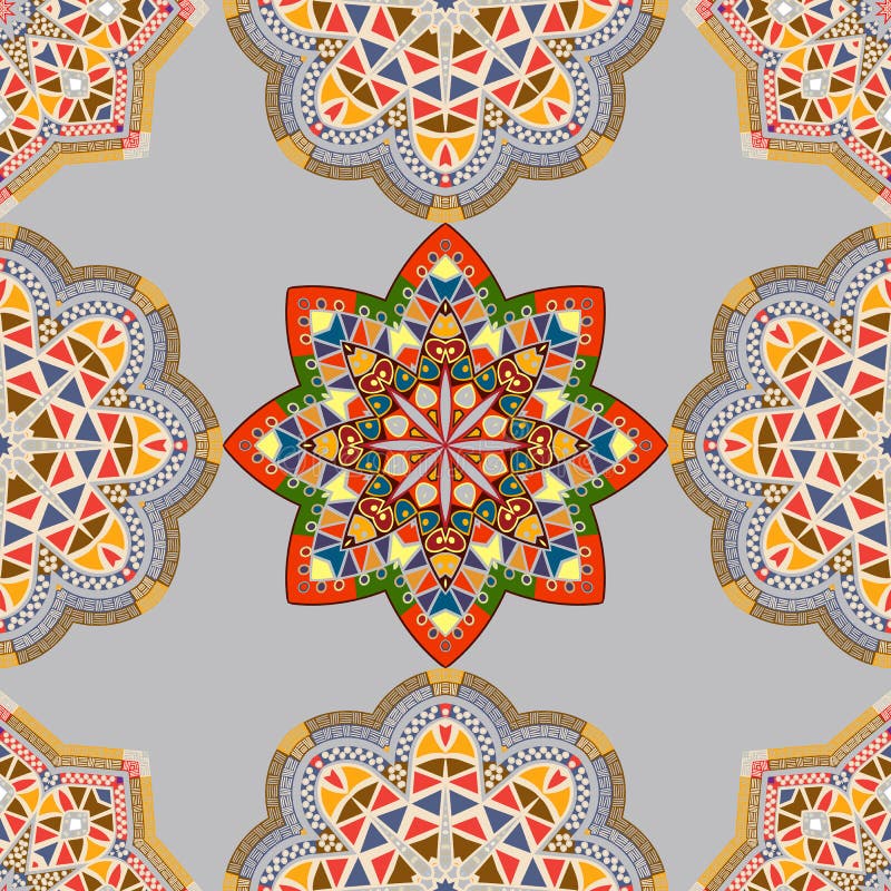 Seamless Pattern with Various Oriental Motifs and Elements Stock ...