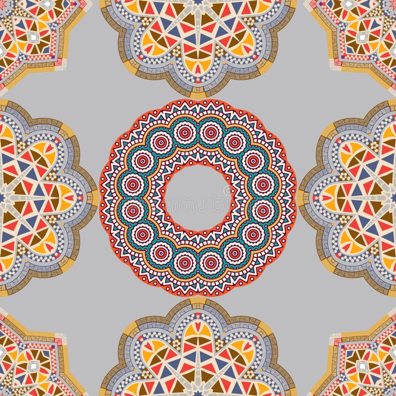 Seamless Pattern with Various Oriental Motifs and Elements Stock ...