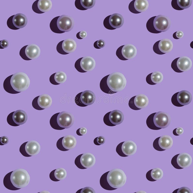 Seamless Pattern of Various Pearls on Purple Background. Stock ...