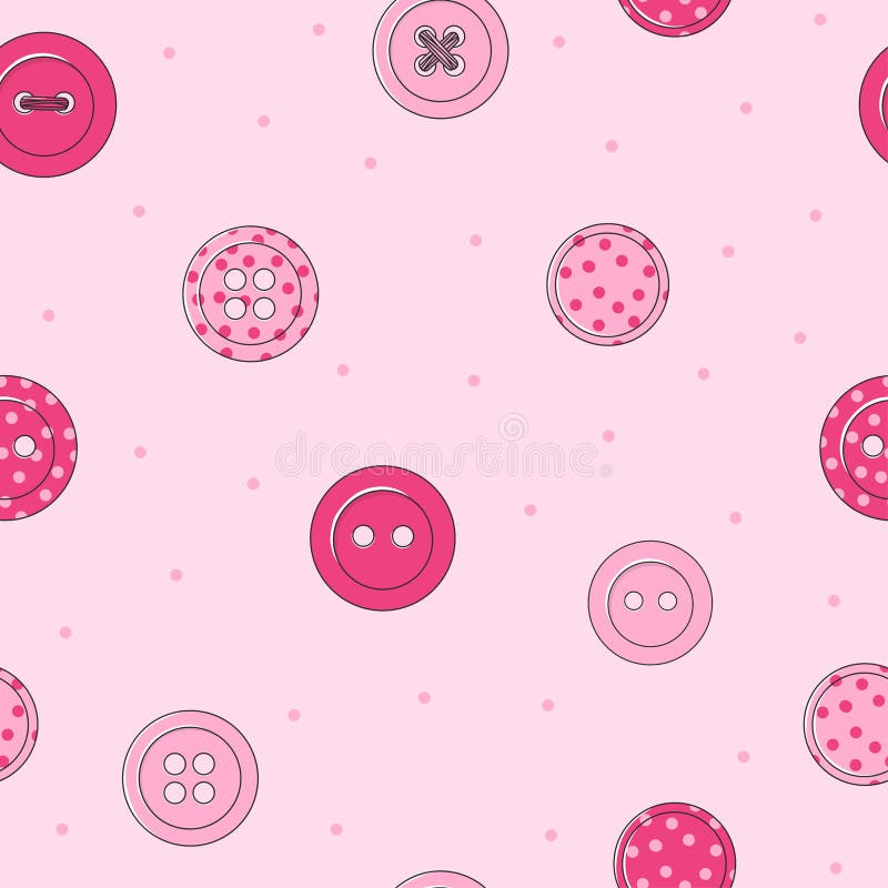 Seamless Pattern with Various Pink Clothing Buttons on a Pink ...