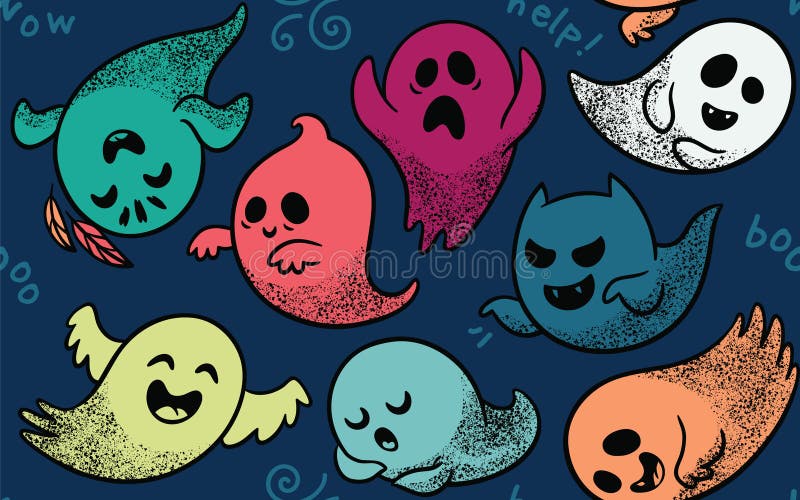 Cute Blue Cartoon Style Ghost Stock Illustrations – 464 Cute Blue ...