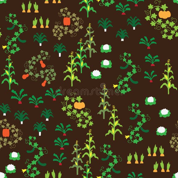 Seamless Vegetable Garden Pattern Stock Vector - Illustration of fresh ...
