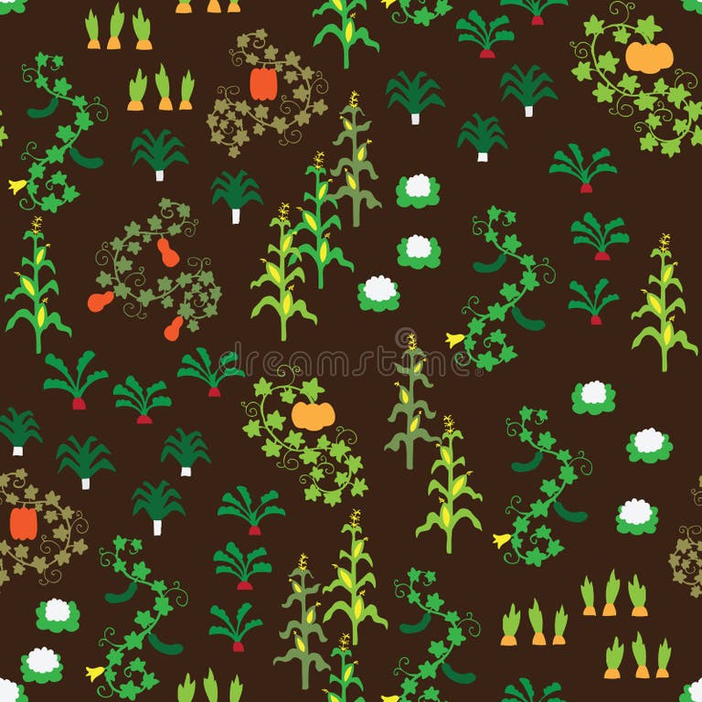 Seamless Vegetable Garden Pattern Stock Vector - Illustration of fresh ...