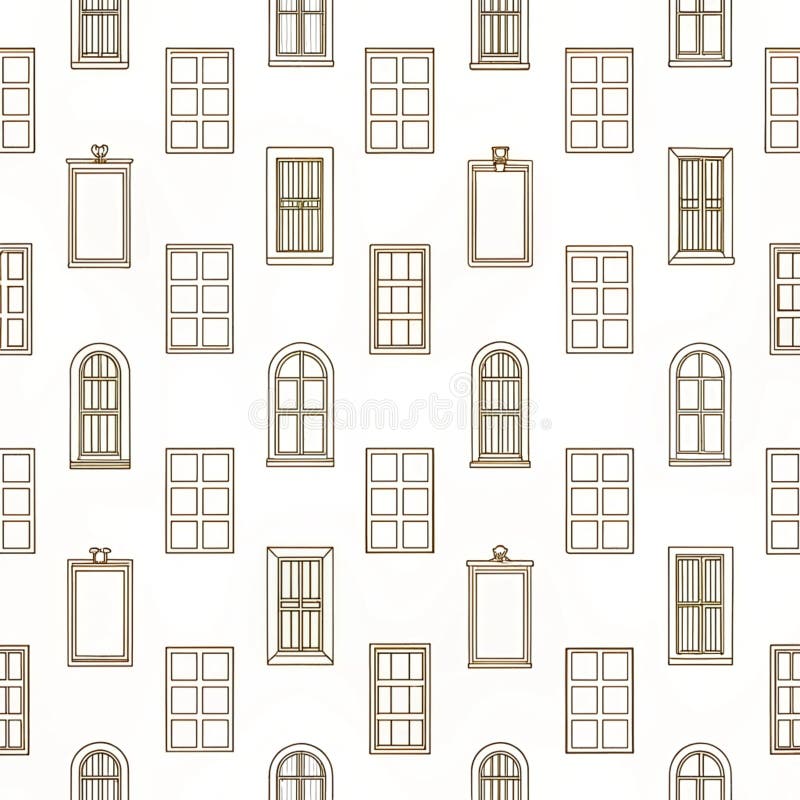 Seamless Pattern of Various Window Designs Stock Illustration ...