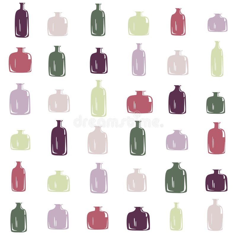 Seamless Pattern with Vases of Different Shapes and Sizes. Colored Flat ...