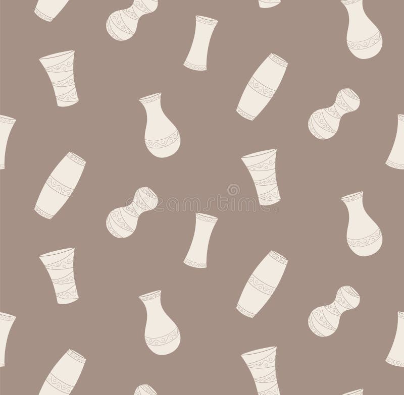 Seamless Pattern with Vases, Flat. Stock Vector - Illustration of ...