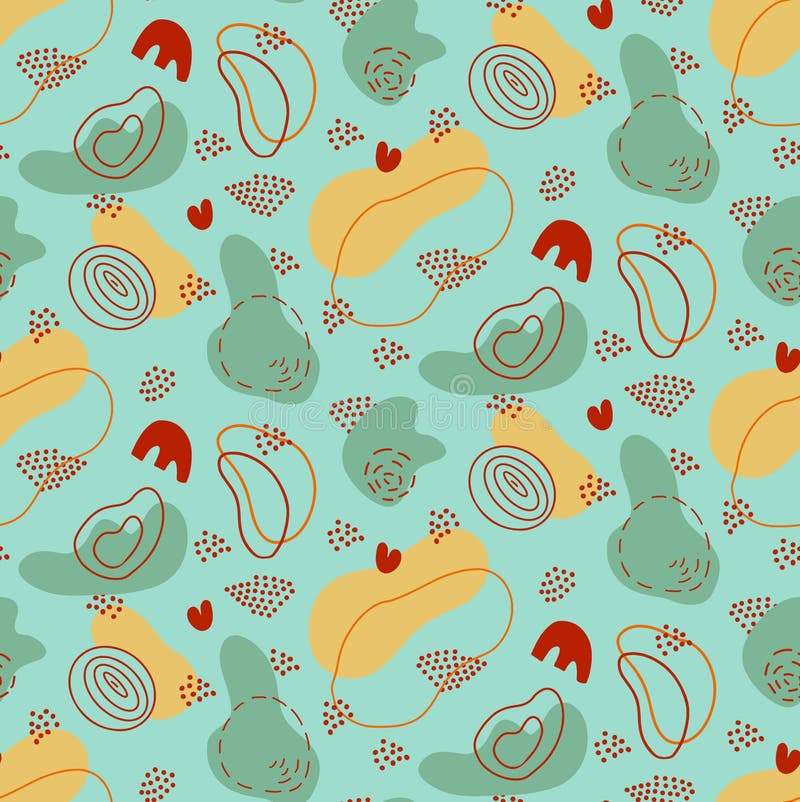 Seamless Pattern Vector Background with Various Organic Shapes and ...