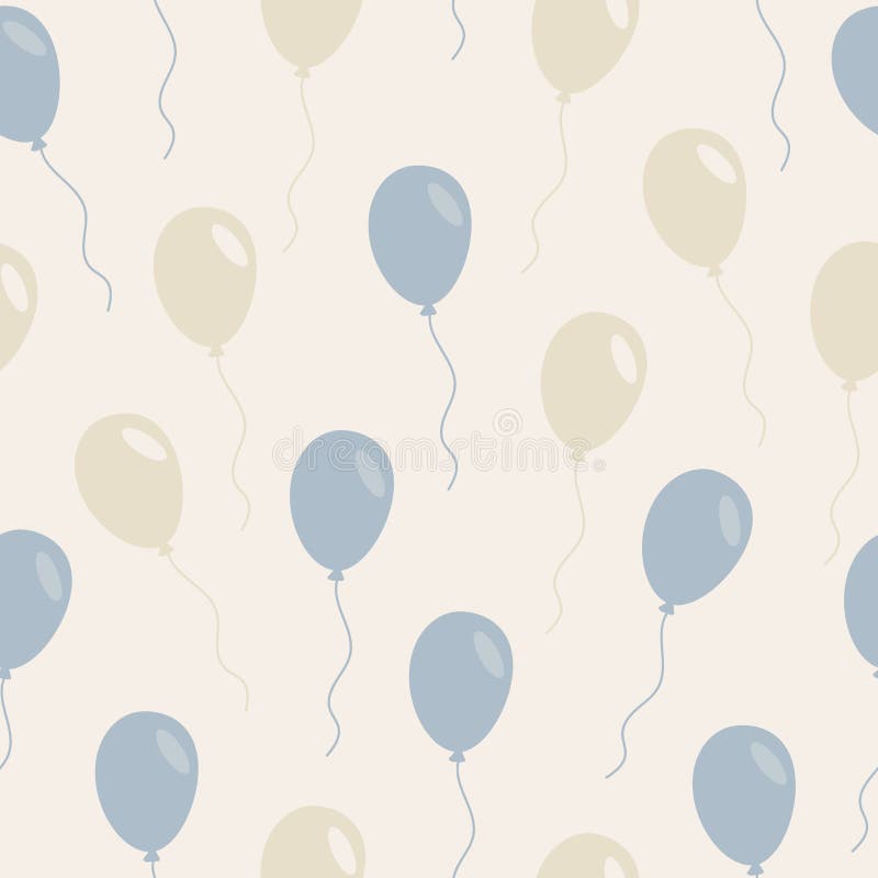 Seamless Pattern in Vector with Beige and Blue Helium Balloons Stock ...