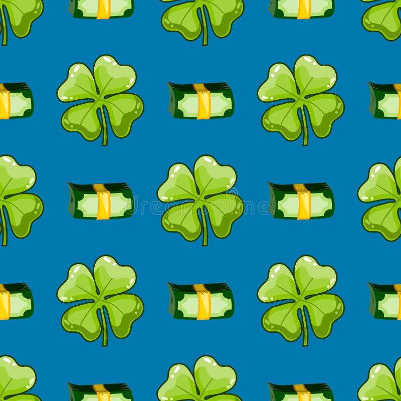 Seamless Pattern with Vector Clover and Money Stock Vector ...