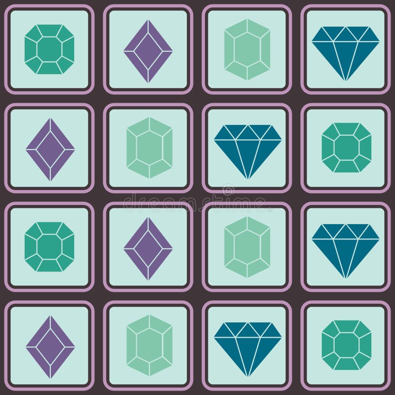 Seamless Pattern with Vector Diamond Icons Stock Vector - Illustration ...