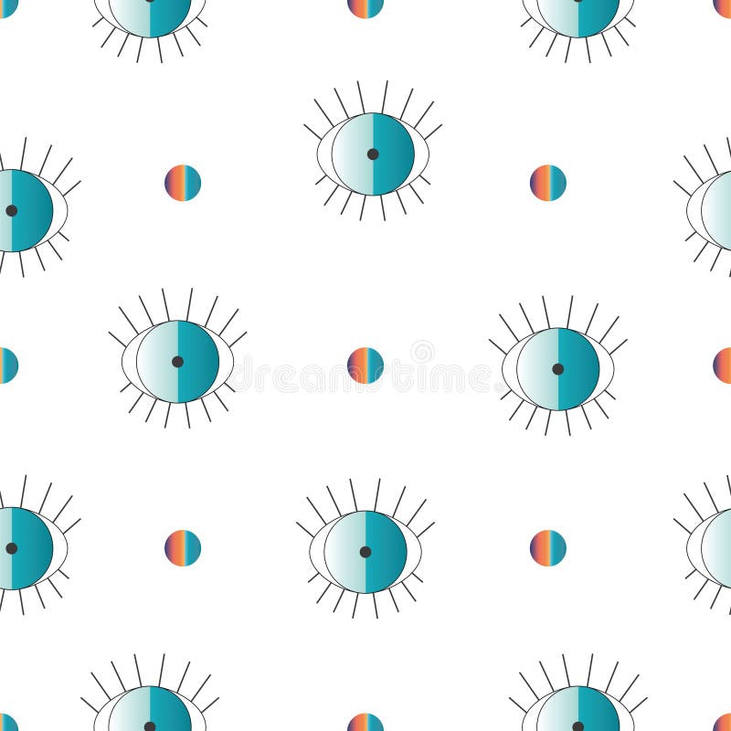 Seamless Pattern Vector with Evil Eye and Abstract Circles Stock Vector ...