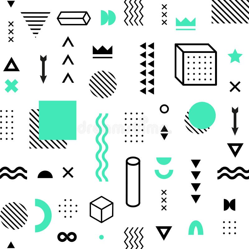 Seamless Pattern with Vector Geometric Shapes. Trendy Graphic Elements ...
