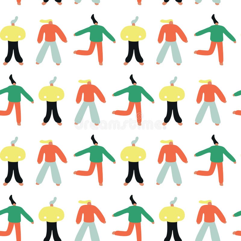 Seamless Pattern. Vector Illustration with Dancing People Stock Vector ...