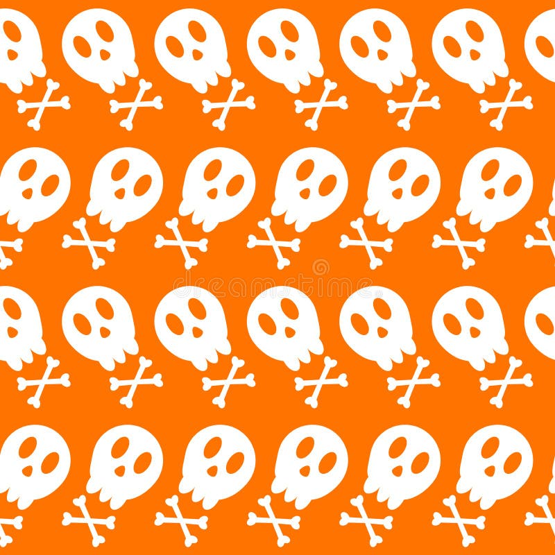Many White Skulls on an Orange Background Stock Vector - Illustration ...