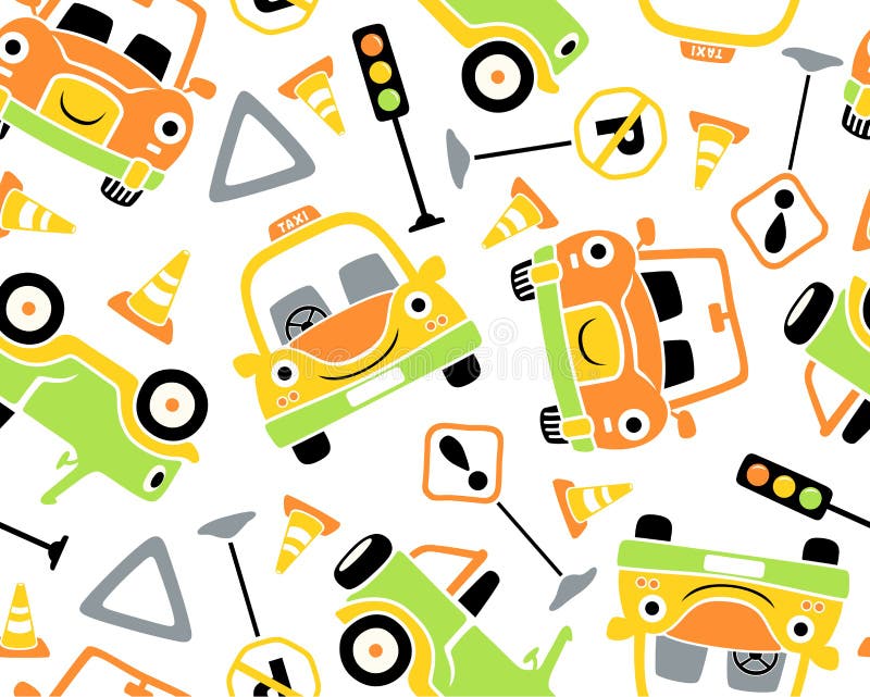 Cartoon Traffic Signs Seamless Pattern Stock Illustrations – 215 ...