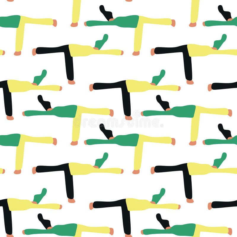 Seamless Pattern. Vector Illustration with Woman Doing Yoga. Balancing ...