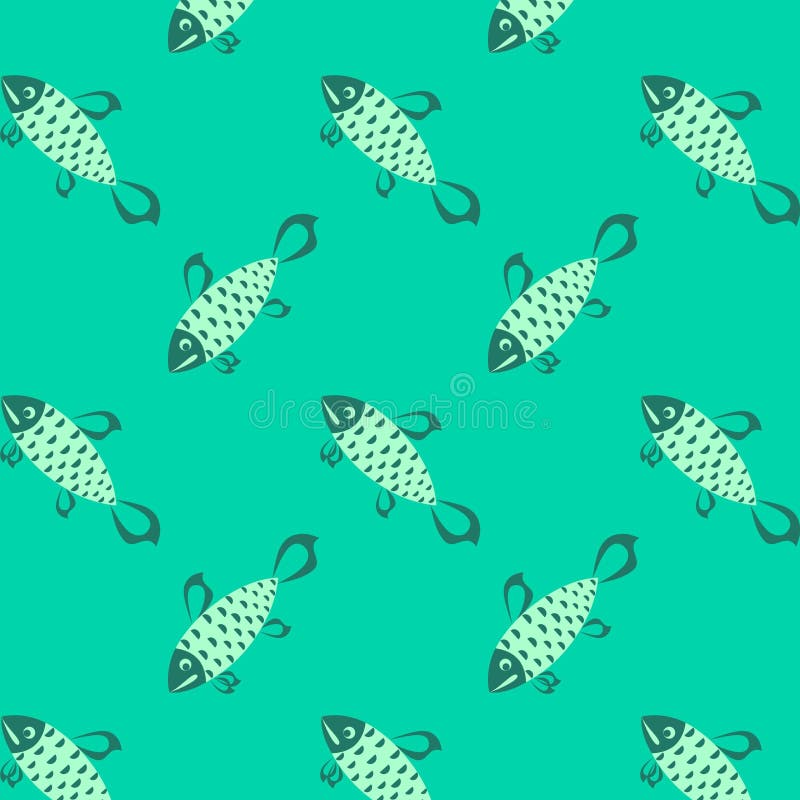 Seamless Pattern with Vector Image of Fish in Animation Style on a ...