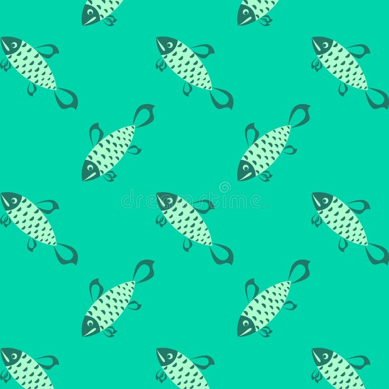 Seamless Pattern with Vector Image of Fish in Animation Style on a ...