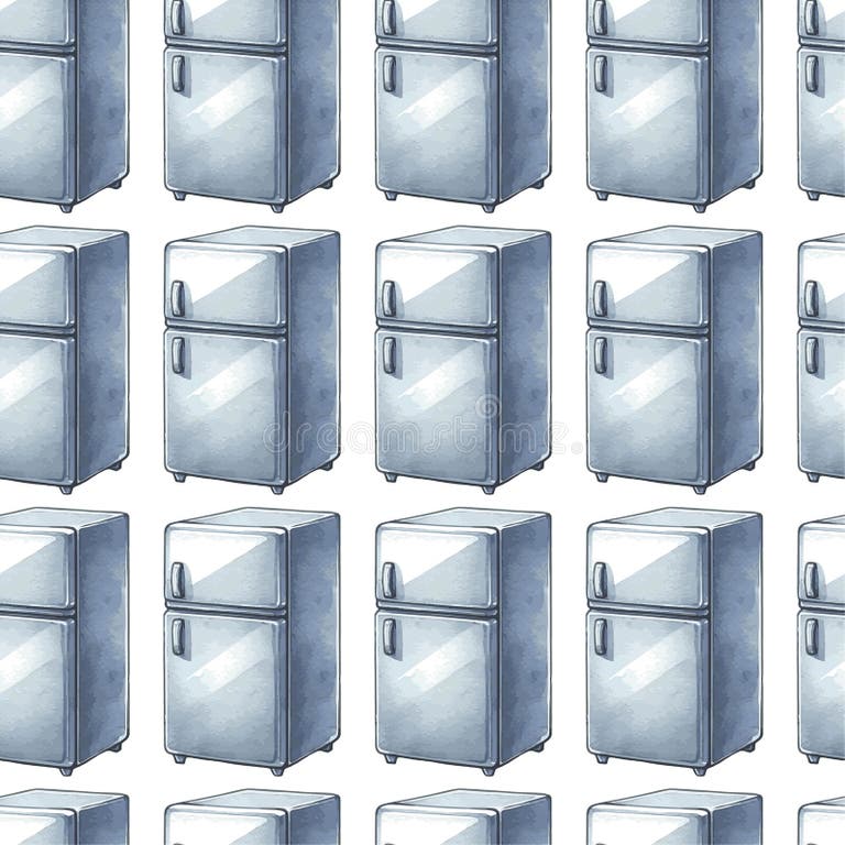 Seamless Pattern with Vector Painted Cartoon Fridge Repeating Stock ...
