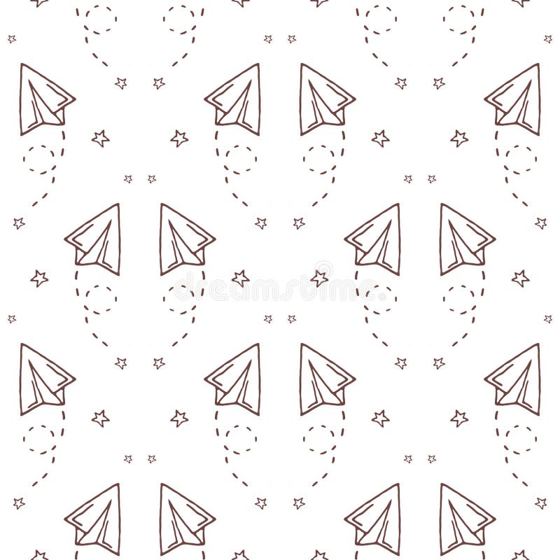 Seamless Pattern with Vector Paper Airplane. Stock Illustration ...