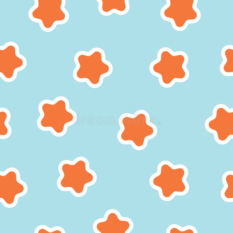 Seamless Pattern Vector with Stars. Orange Asterisks on Blue Background ...