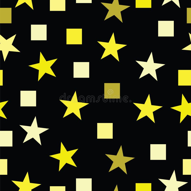 Seamless Pattern Vector with Yellow Stars and Squares Stock Vector ...