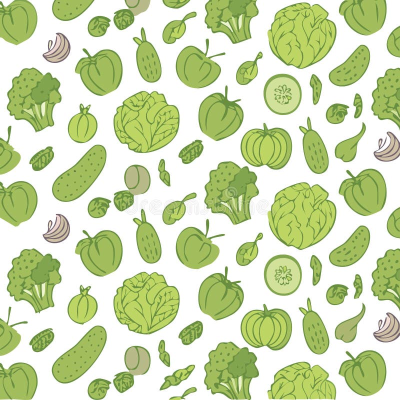Seamless Pattern with Vegetables. Cute Hand Drawn Vector Illustration ...