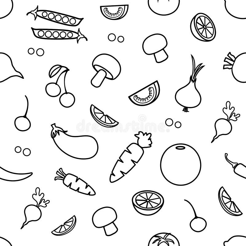 Fruits Vegetable Pattern Outline Stock Illustrations – 544 Fruits ...