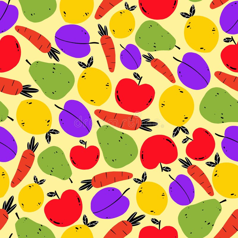 Seamless Pattern with Vegetables and Fruits. Vector Illustration Stock ... Seamless Pattern with Vegetables and Fruits. Vector Illustration Stock ...