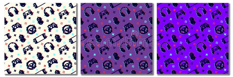 Seamless Pattern with Video Game Elements. Glitch Style Stock Vector ...