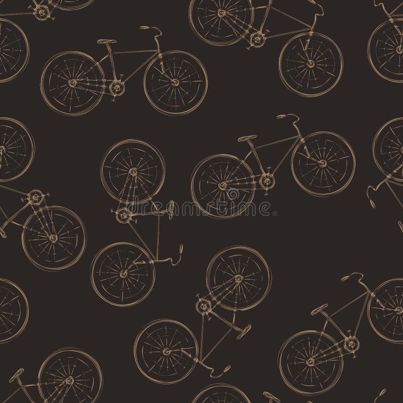 Seamless Pattern of Vintage Bicycles Stock Vector - Illustration of ...