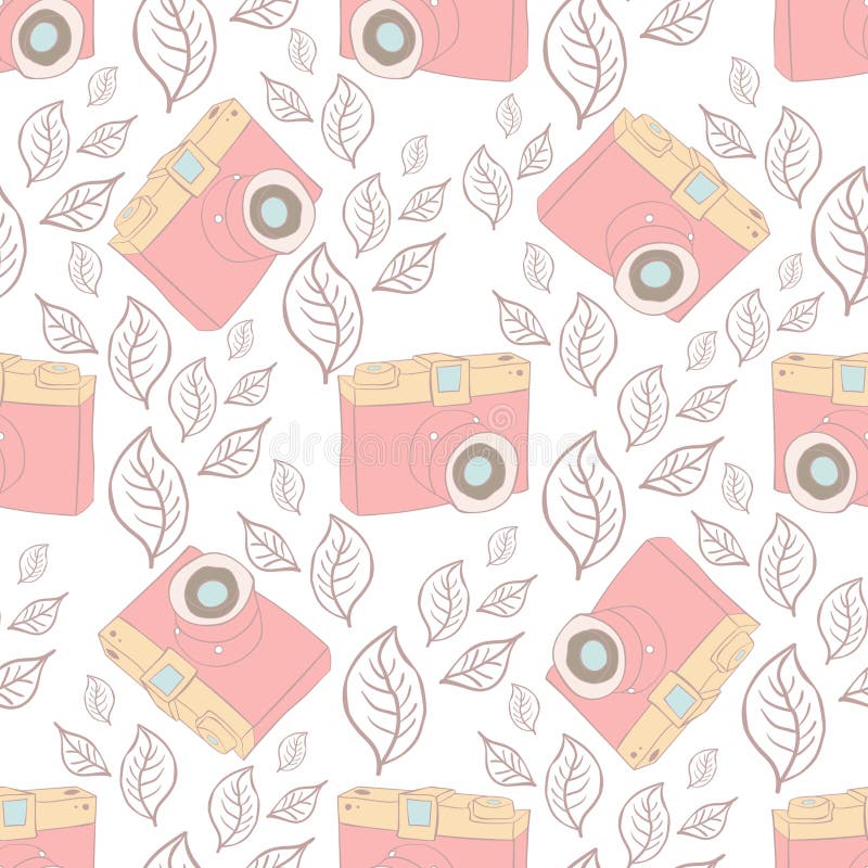 Seamless Pattern With Vintage Camera Stock Vector - Illustration of ...