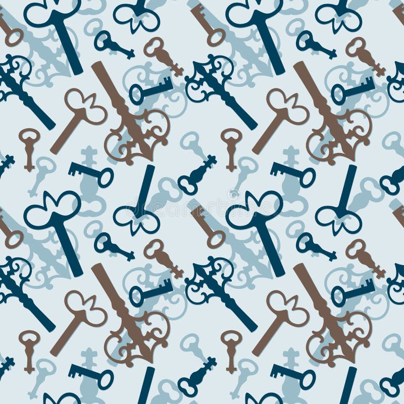 Seamless Pattern with Vintage Keys Stock Vector - Illustration of ...