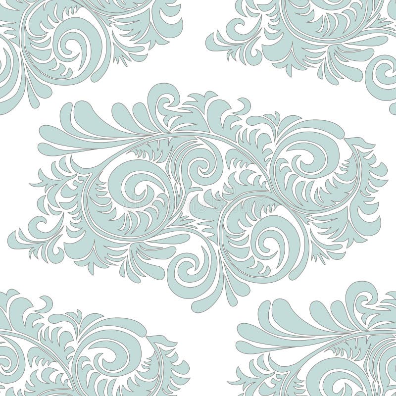 Seamless Pattern Vintage Style with Some Curly Leaves and Branches ...