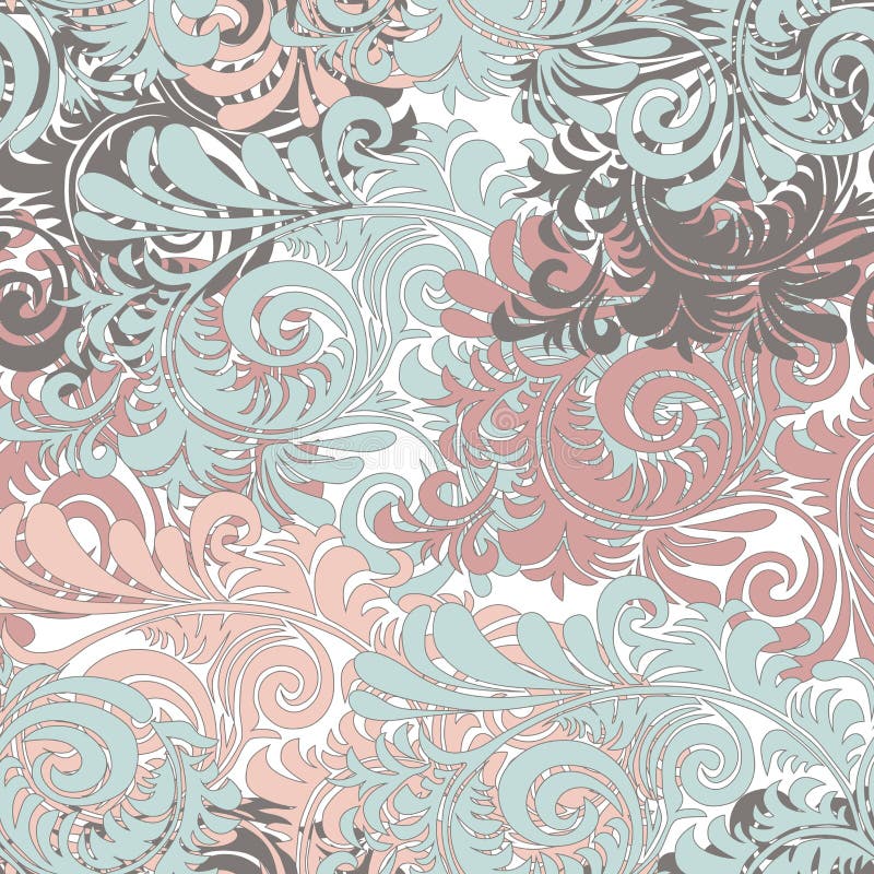 Seamless Pattern Vintage Style with Some Curly Leaves and Branches ...