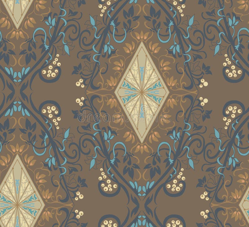 Seamless Pattern Vintage Style Stock Illustration - Illustration of ...