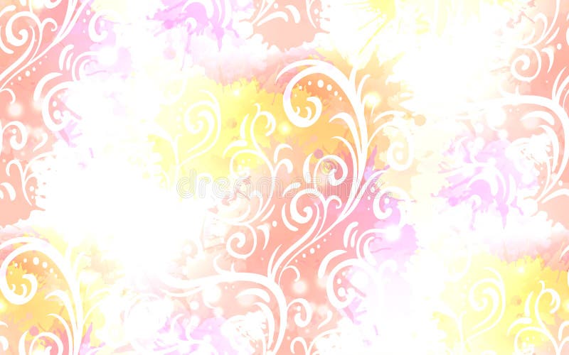 Seamless Pattern with Vintage Tracery on Watercolor Background with ...