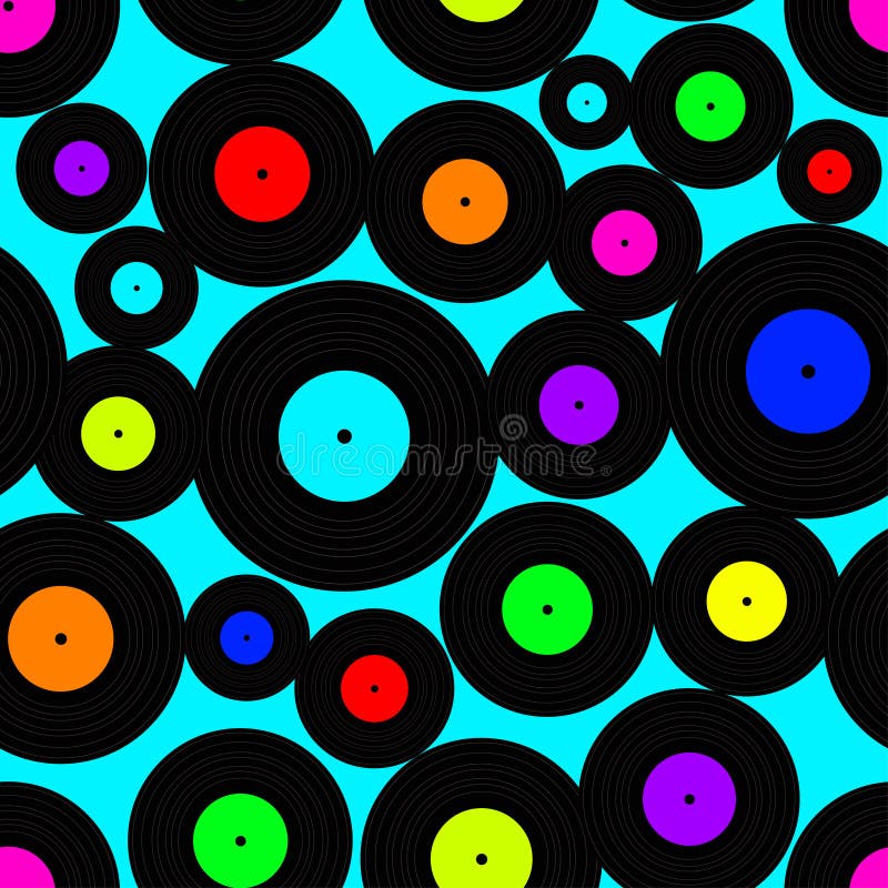 Seamless Vinyl Player and Record Pattern Stock Vector - Illustration of ...