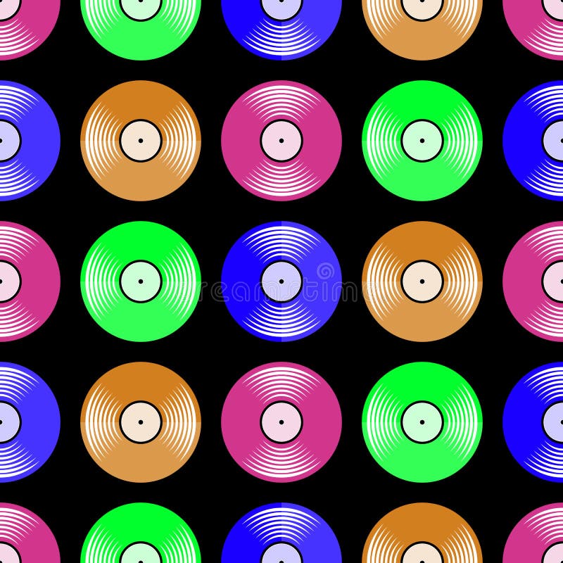 Seamless Pattern with Vinyl Records Stock Vector - Illustration of card ...